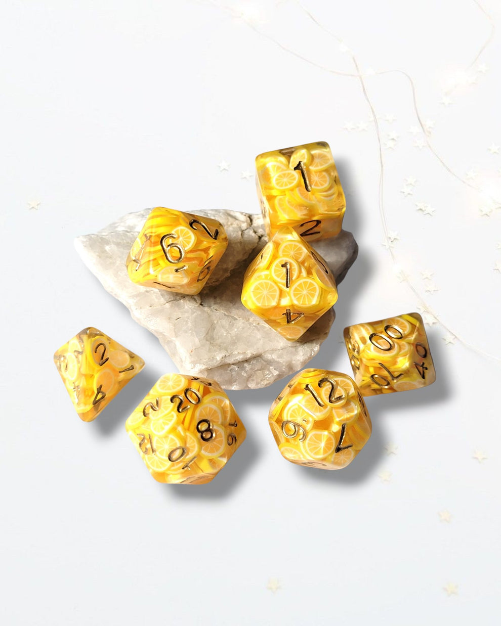 7 Lemon Slice DND Dice – The Cerulean Wolf